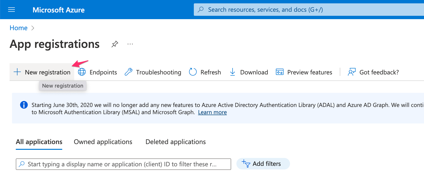 Register an Azure app - Dataplane recipes